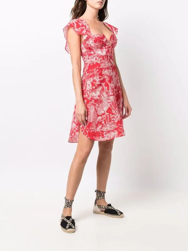 Stella McCartney Mushroom Print Sweetheart Neck Dress