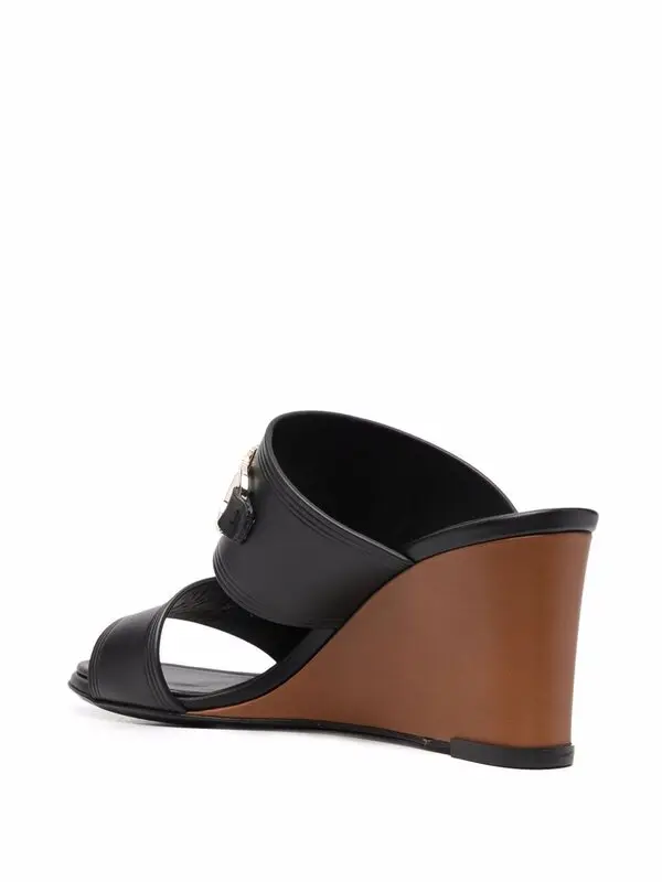FERRAGAMO Horsebit Detail Open Toe Sandals - Black