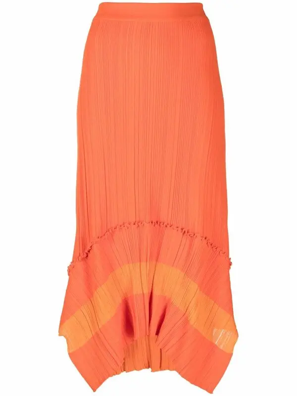 Stella McCartney Two-tone Fine-ribbed Skirt - Orange