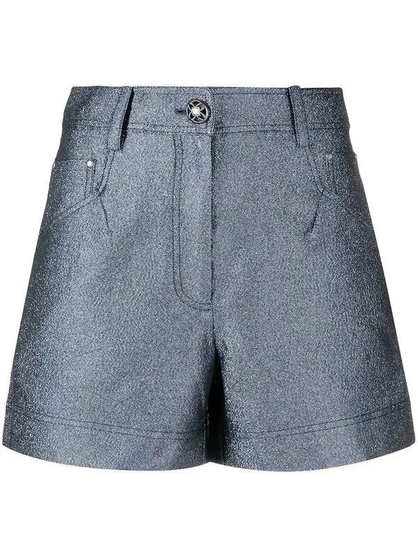 Shiatzy Chen Glittered Denim Shorts