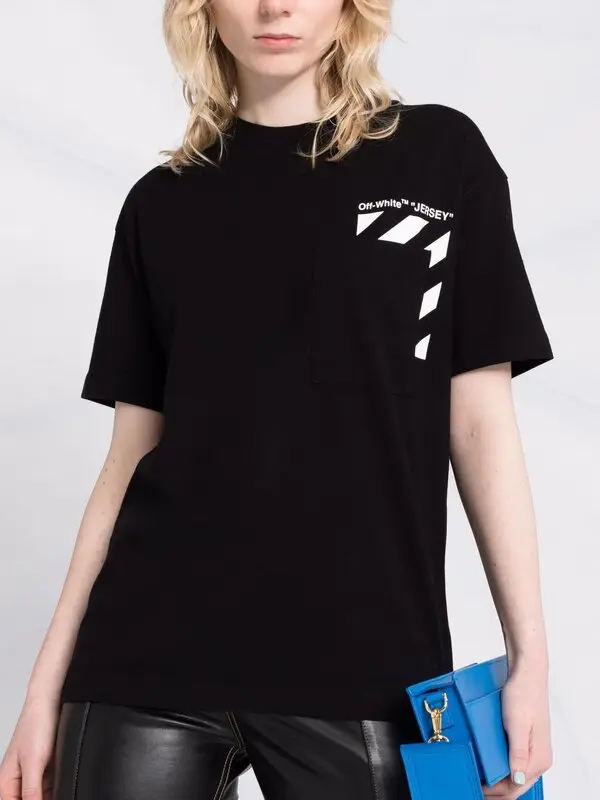 Off-White Jersey' Print Short-sleeve T-shirt - Black