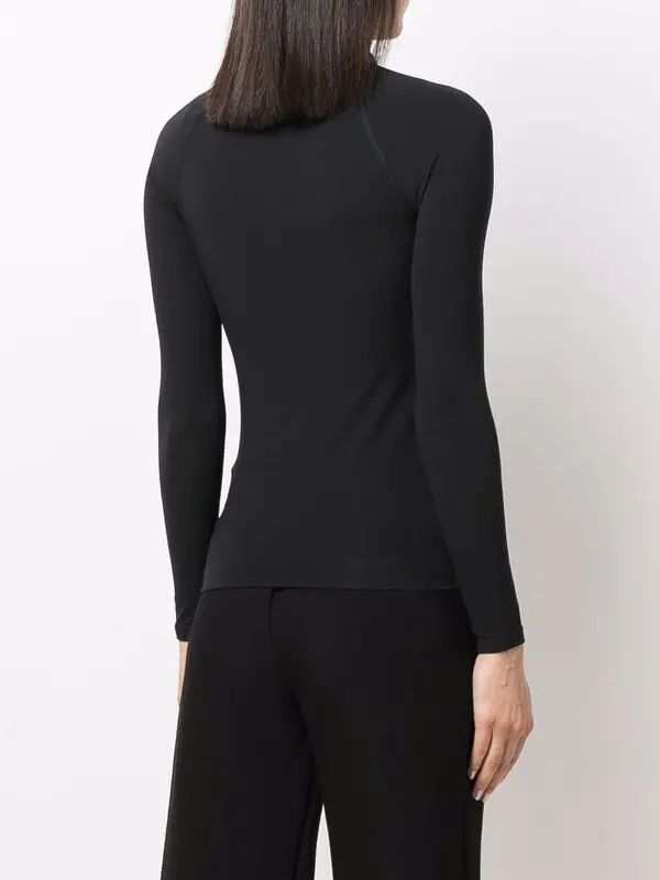 JIL SANDER Long Sleeve Logo Print Mock Neck Top