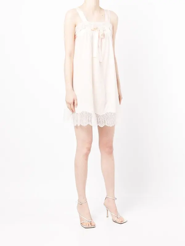Shiatzy Chen Lace-trimmed Silk Blend Mini Dress