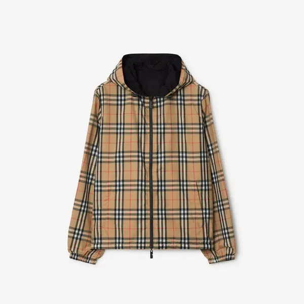 Burberry Reversible Check Hooded Jacket - Sand Beige