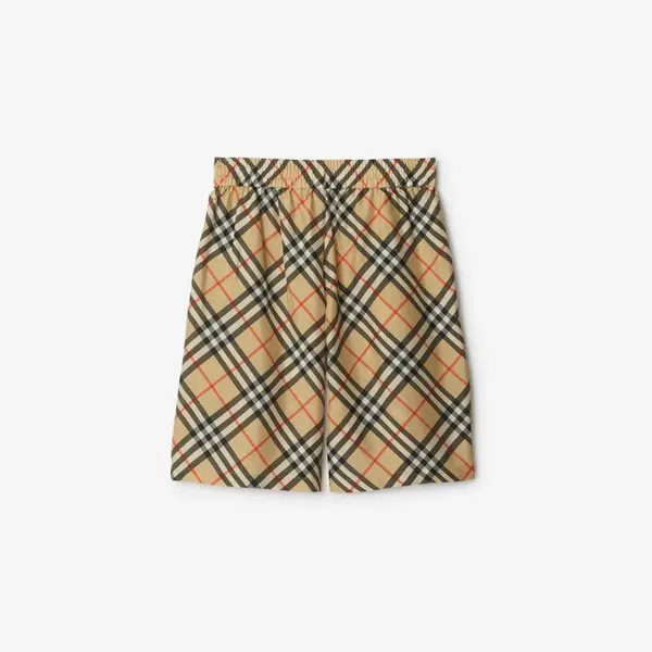 Burberry Check Silk Shorts - Sand