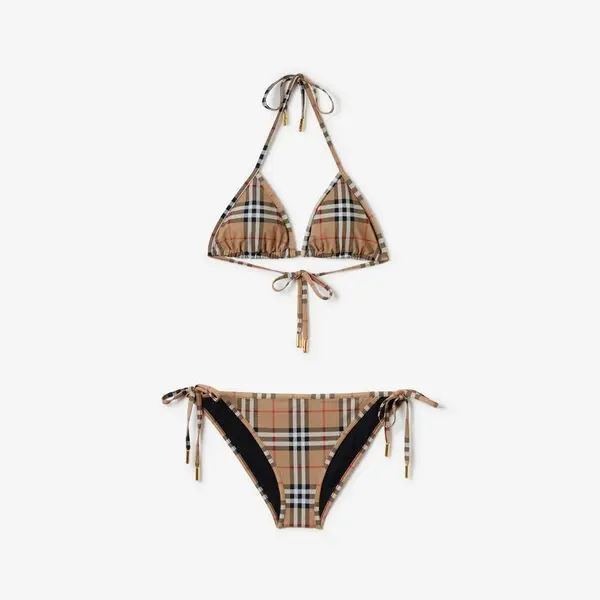 Burberry Check Triangle Bikini - Archive Beige
