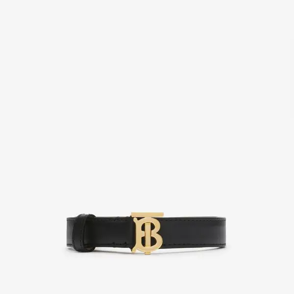 Burberry Reversible Leather Tb Belt - Black/tan Brown/gold