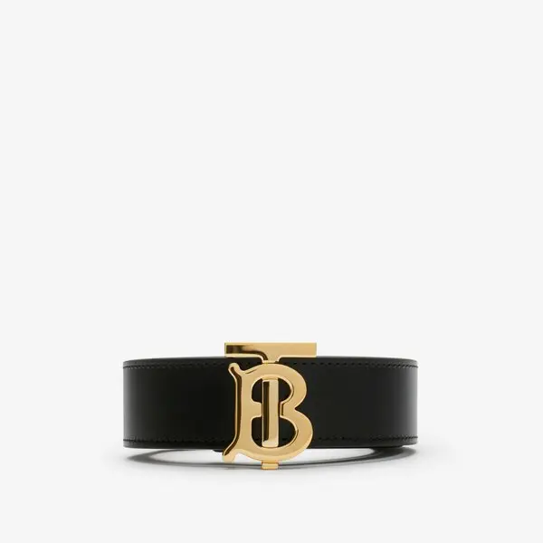 Burberry Reversible Leather Tb Belt - Black/tan/gold