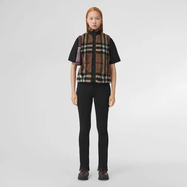 Burberry Check Wool Cashmere Blend Fleece Gilet