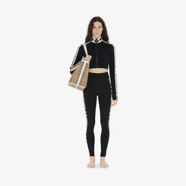 Burberry Check Trim Stretch Jersey Leggings