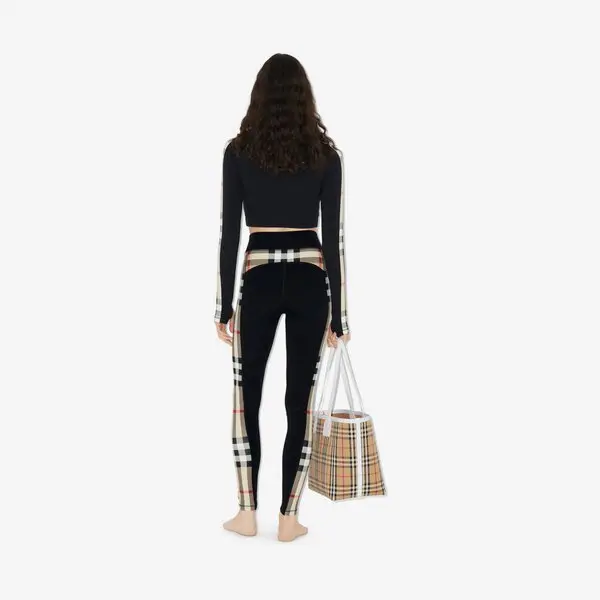 Burberry Check Trim Stretch Jersey Leggings