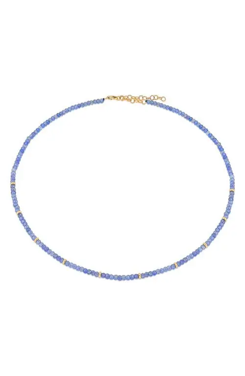 Ef Collection Birthstone Beaded Necklace - Yellow Gold/tanzanite