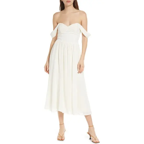 REFORMATION Violet Off-the-shoulder Midi Dress