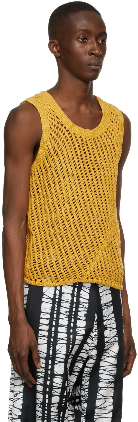 Nicholas Daley Yellow Hand Knitted Tank Top In Cumin - 30% Off