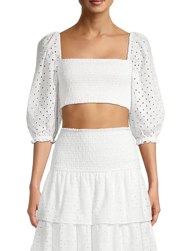 Likely Hanner Eyelet Lace Crop Top