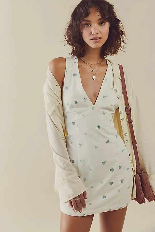 Free People Corinne Denim Shift By In White - 22% Off | Editorialist