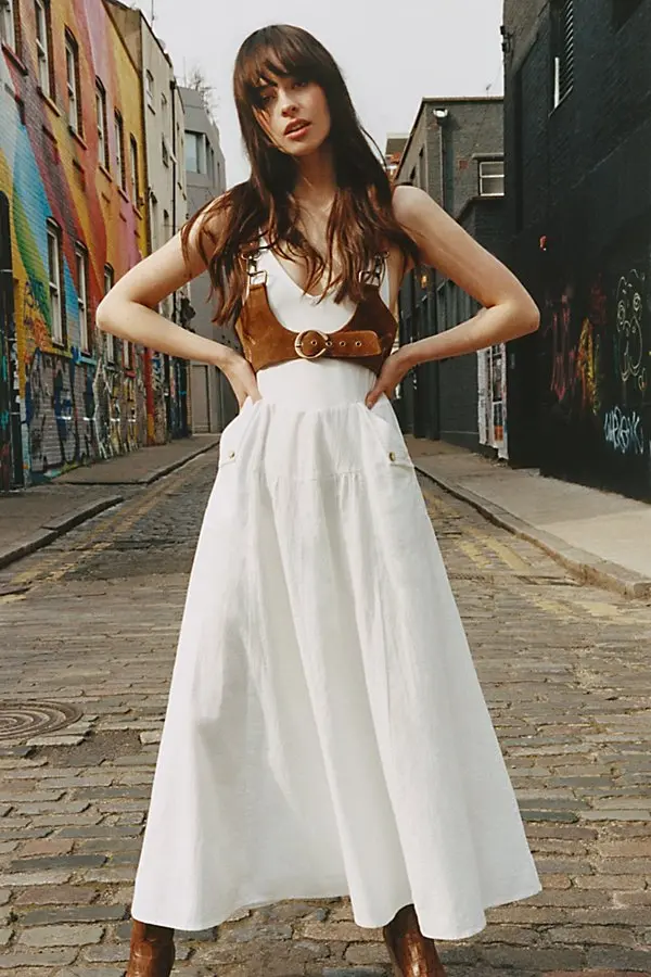 slim fit dress slacks Sol Embroidered Maxi Dress