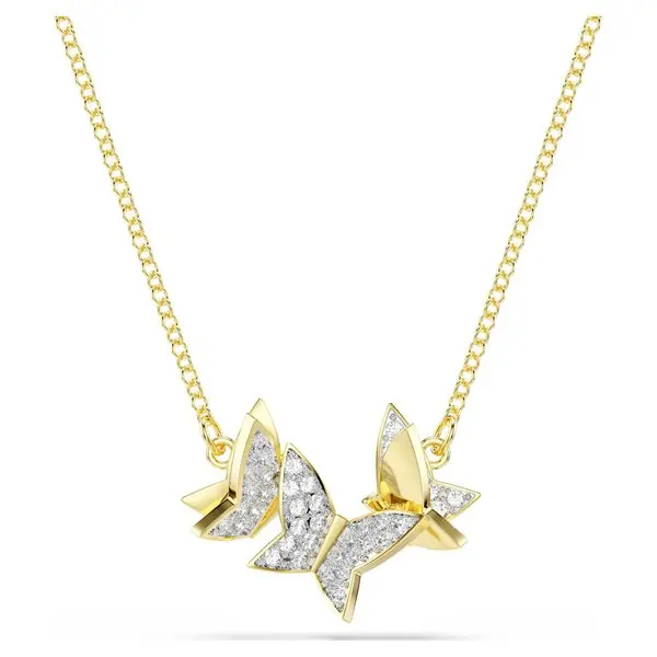 SWAROVSKI Idyllia Lilia Butterfly Pendant Necklace With Pavé Crystal Accents - White