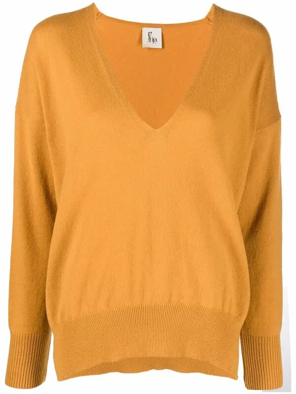 PAULA V-neck Cashmere Jumper - Yellow