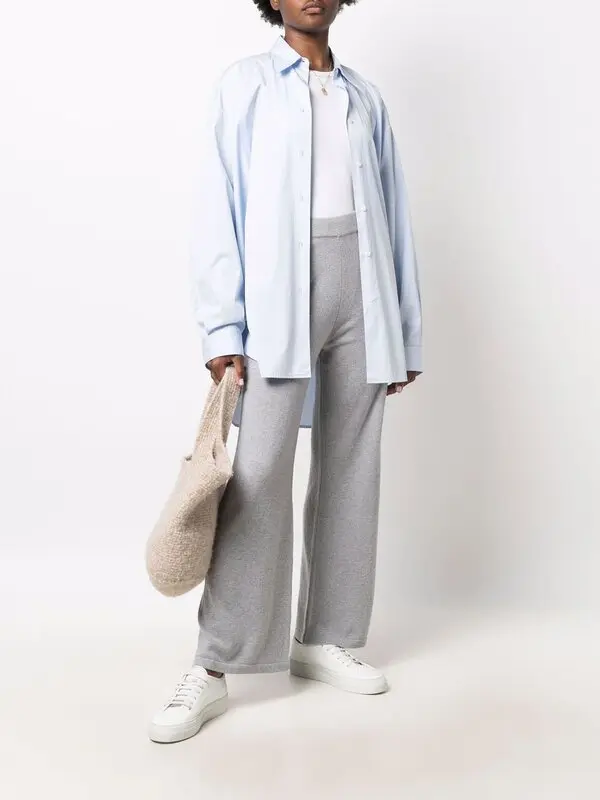 PAULA Wide-leg Cashmere Trousers - Grey