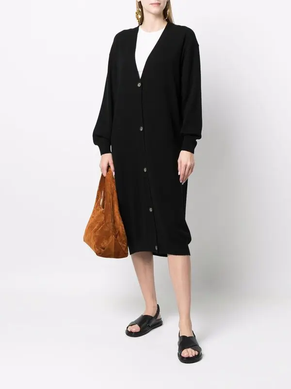 PAULA V-neck Cashmere Cardigan-coat - Black