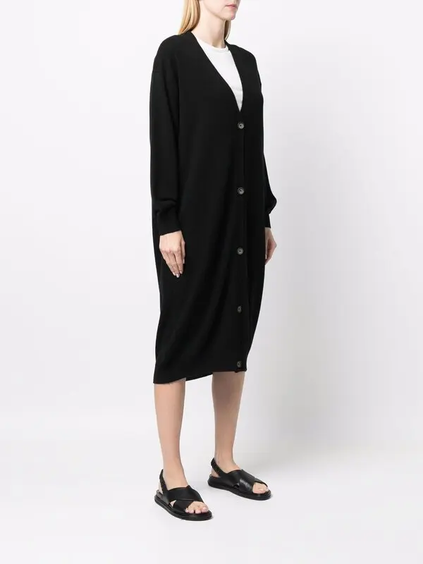 PAULA V-neck Cashmere Cardigan-coat - Black