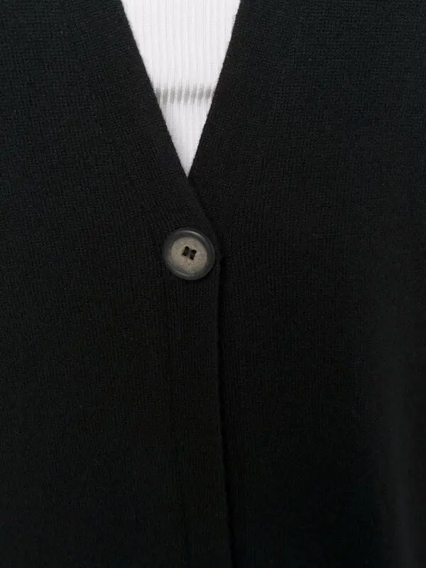 PAULA V-neck Cashmere Cardigan-coat - Black