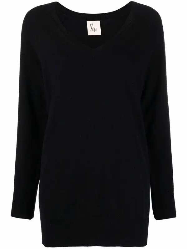 PAULA V-neck Knit Jumper - Black