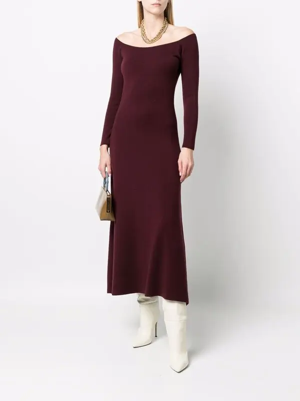 Paula Off-Shoulder Knit Dress In Red - 24% Off | Editorialist