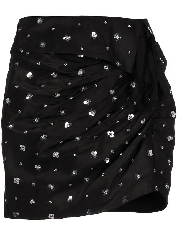 SELF-PORTRAIT Sequin-embellished Mini Skirt - Black