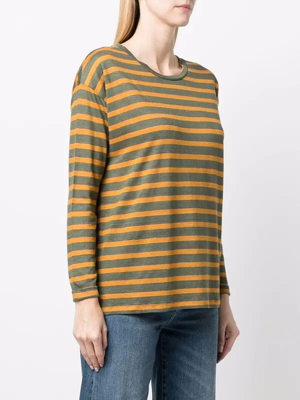 PAULA S Stripe-print Linen T-shirt - Green