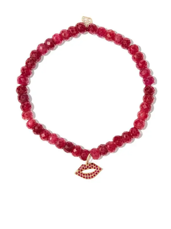 SYDNEY EVAN 14kt Yellow Lips Andalucite And Ruby Charm Bracelet - Gold