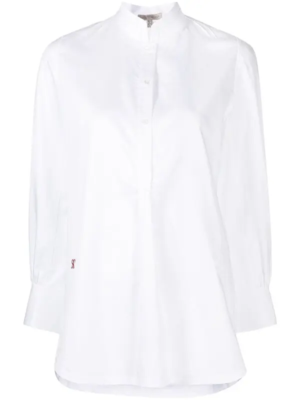 Shiatzy Chen Cotton Mandarin Collar Shirt