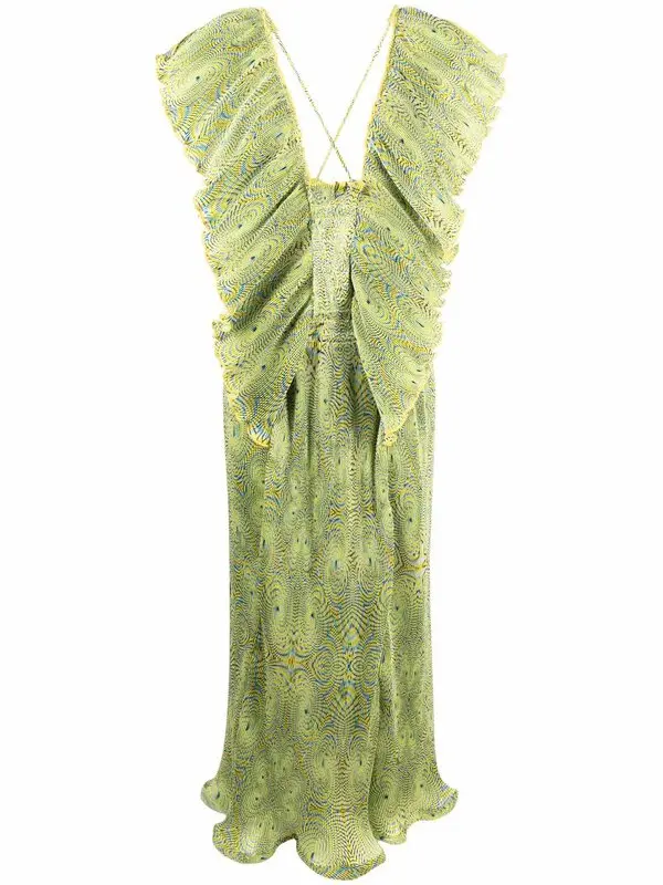 Stella McCartney Abstract Print Plissé Dress