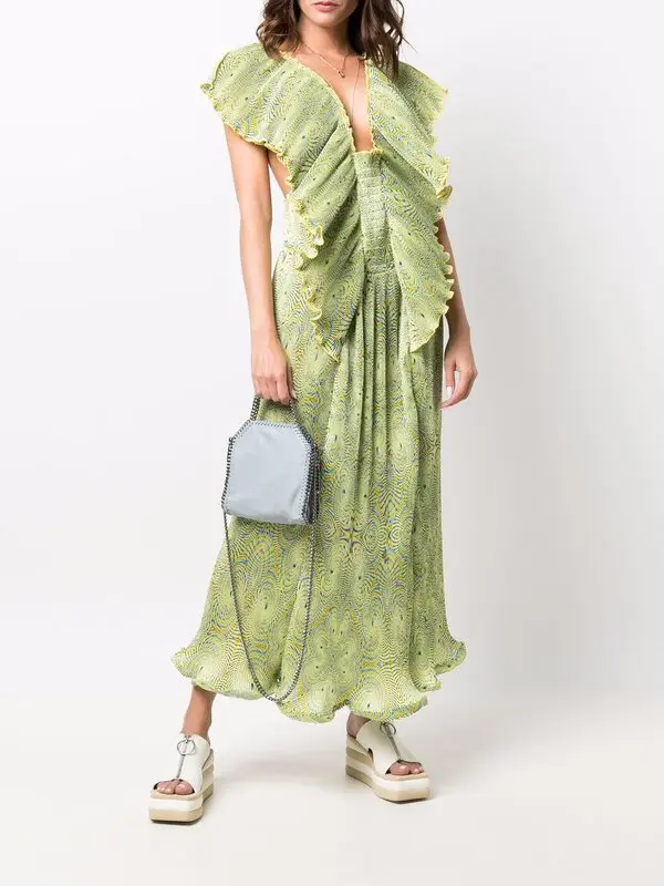 Stella McCartney Abstract Print Plissé Dress