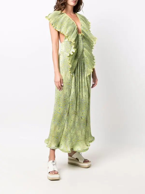 Stella McCartney Abstract Print Plissé Dress