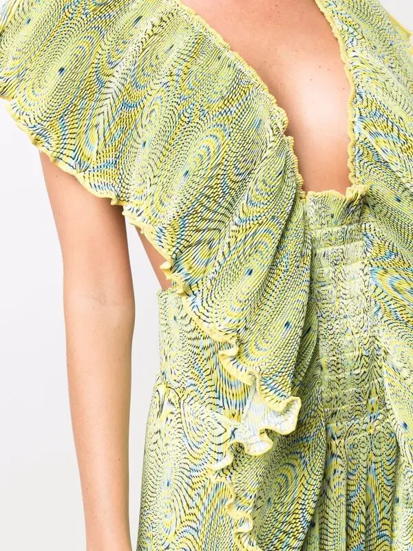 Stella McCartney Abstract Print Plissé Dress