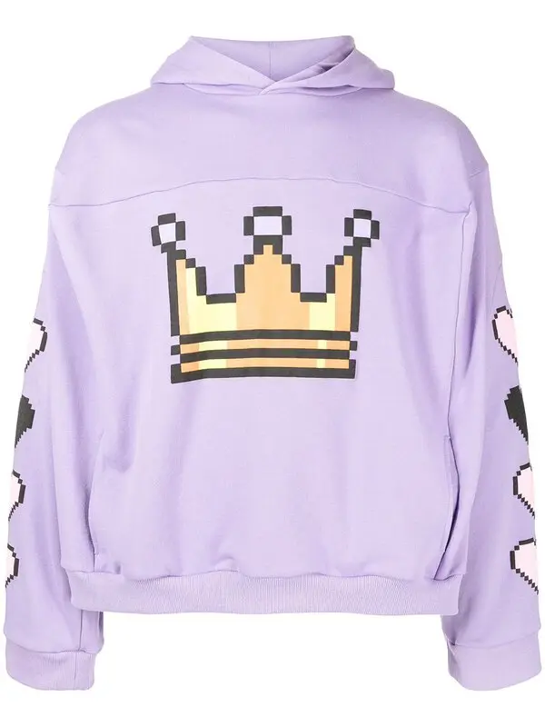 Natasha Zinko Pixel Crown Boxy Hoodie - Purple