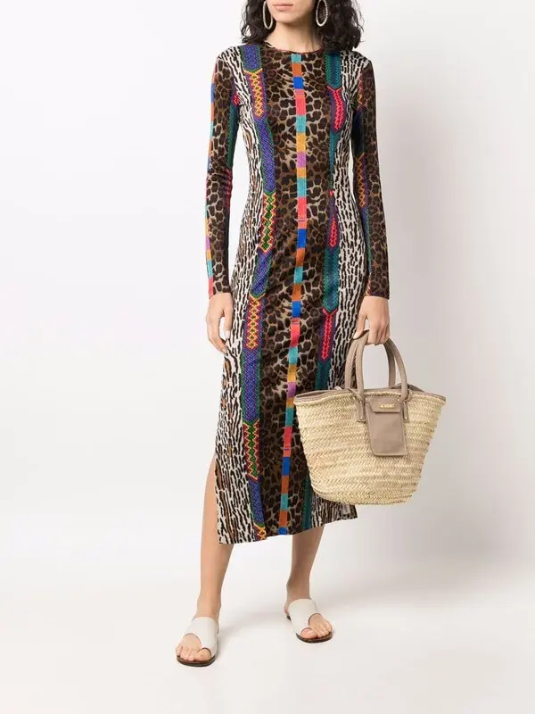 PIERRE-LOUIS MASCIA Braided Leopard-print Midi Dress