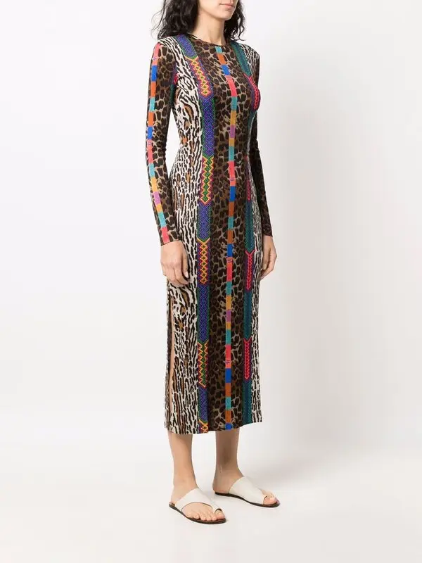 PIERRE-LOUIS MASCIA Braided Leopard-print Midi Dress