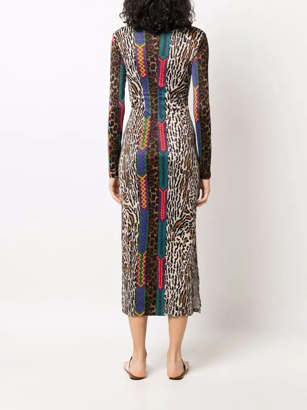 PIERRE-LOUIS MASCIA Braided Leopard-print Midi Dress