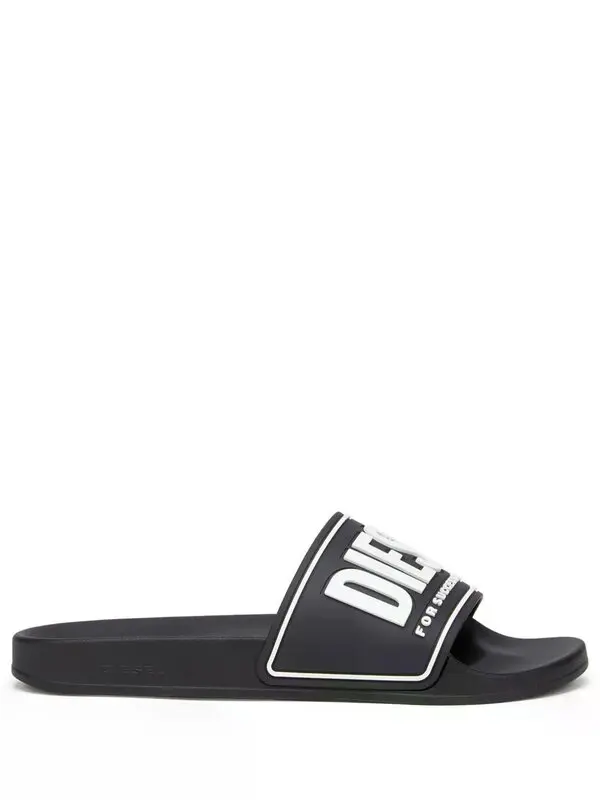 DIESEL® Logo-embossed Slides - Black