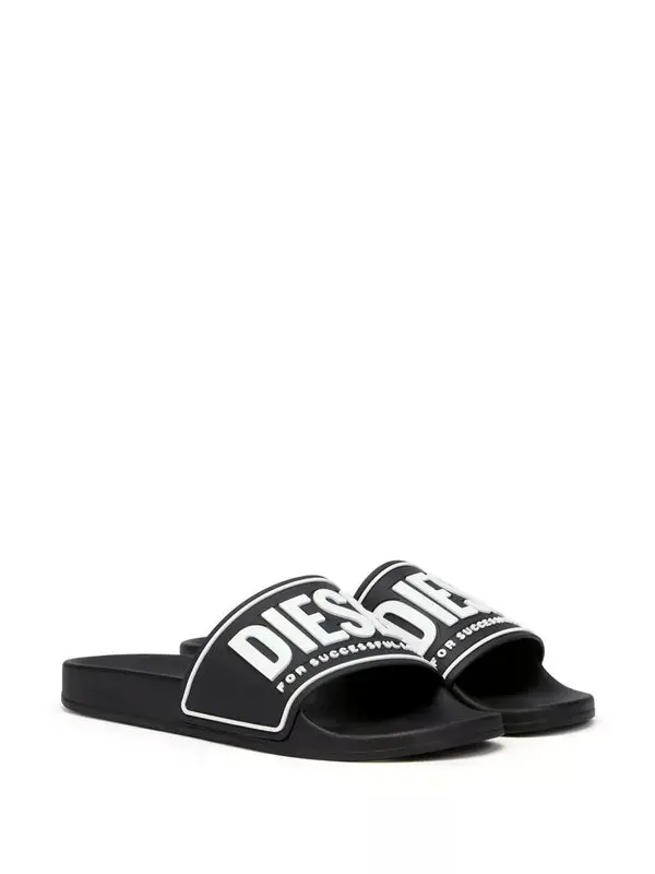 DIESEL® Logo-embossed Slides - Black