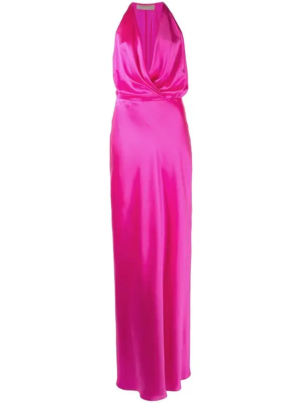 open lace back dress Strappy wrap gown with cowl