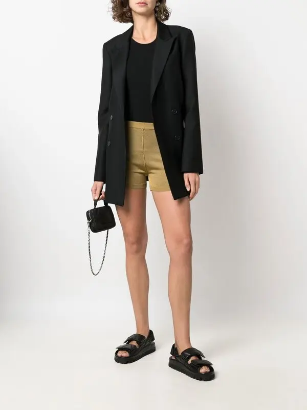 1017 Alyx 9sm Metallic-thread Knitted Shorts - Gold