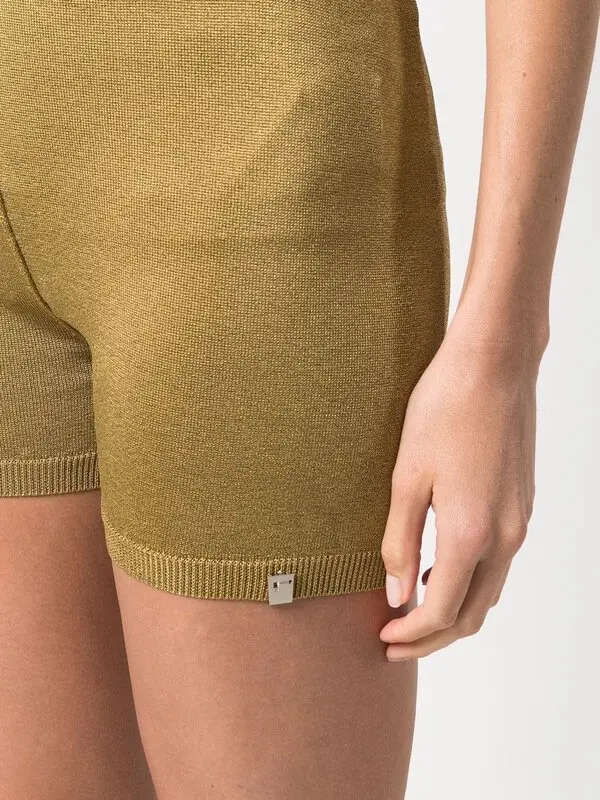 1017 Alyx 9sm Metallic-thread Knitted Shorts - Gold