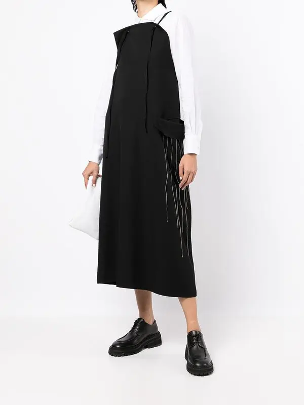 Y’s Draped-pocket Wool Midi Dress
