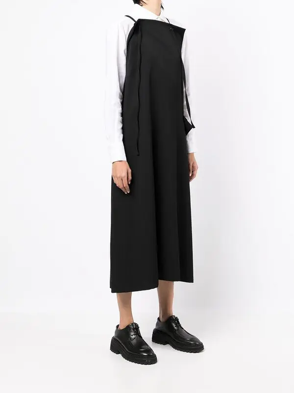 Y’s Draped-pocket Wool Midi Dress