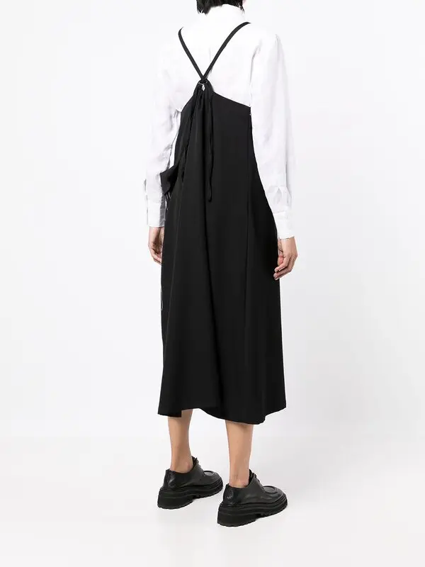 Y’s Draped-pocket Wool Midi Dress