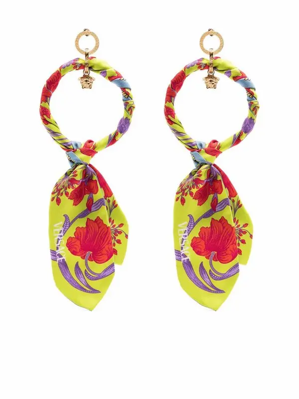 Versace Scarf-detail Hoop Earrings